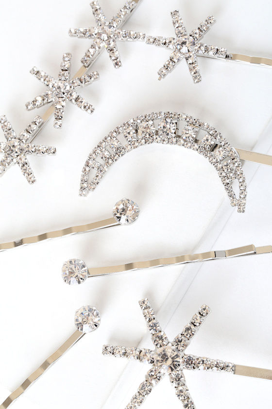 Silver Hair Pin Set - Rhinestone Hair Clip Set - Hair Pins - Lulus