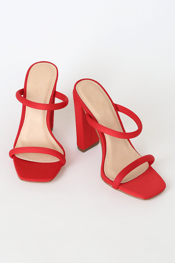 Rodeo Red Lycra - Vegan Heels - Square-Toe Heels - High Heels - Lulus