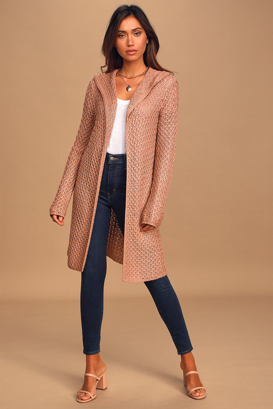 Cute Mauve Hooded Cardigan Long Cardigan Lightweight Cardigan Lulus