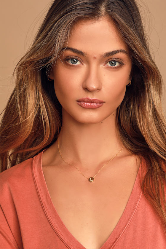 Chic Charm Necklace - "L" Charm Necklace - Rhinestone Necklace - Lulus