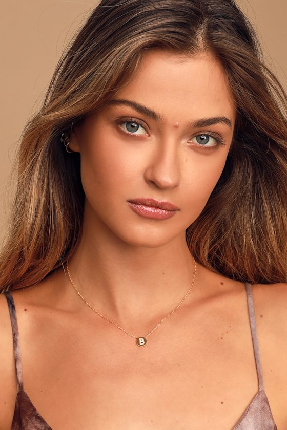 Chic Charm Necklace - "B" Charm Necklace - Rhinestone Necklace - Lulus