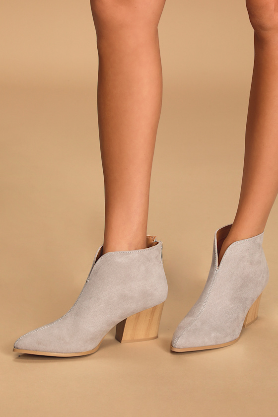 Cute Grey Boots - Ankle Boots - Pointed-Toe Boots - Booties - Lulus