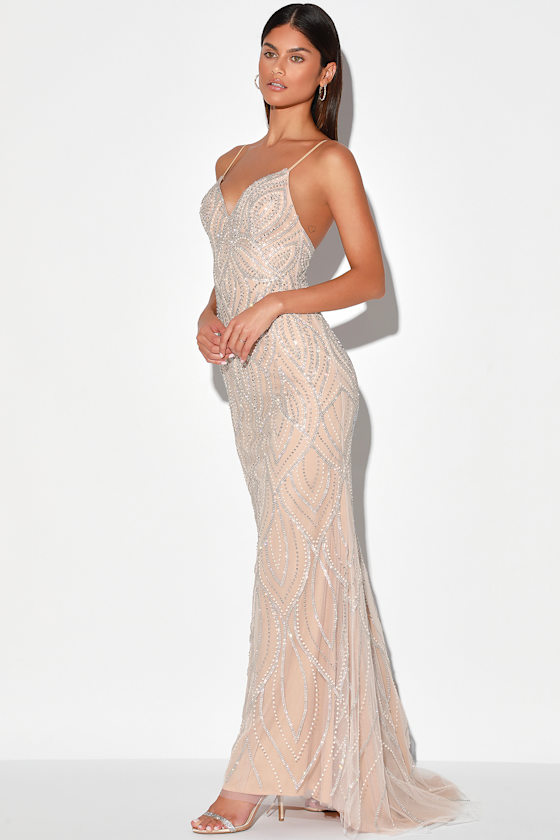 Gorgeous Beaded Maxi Dress - Mermaid Dress - Rhinestone Dress - Lulus