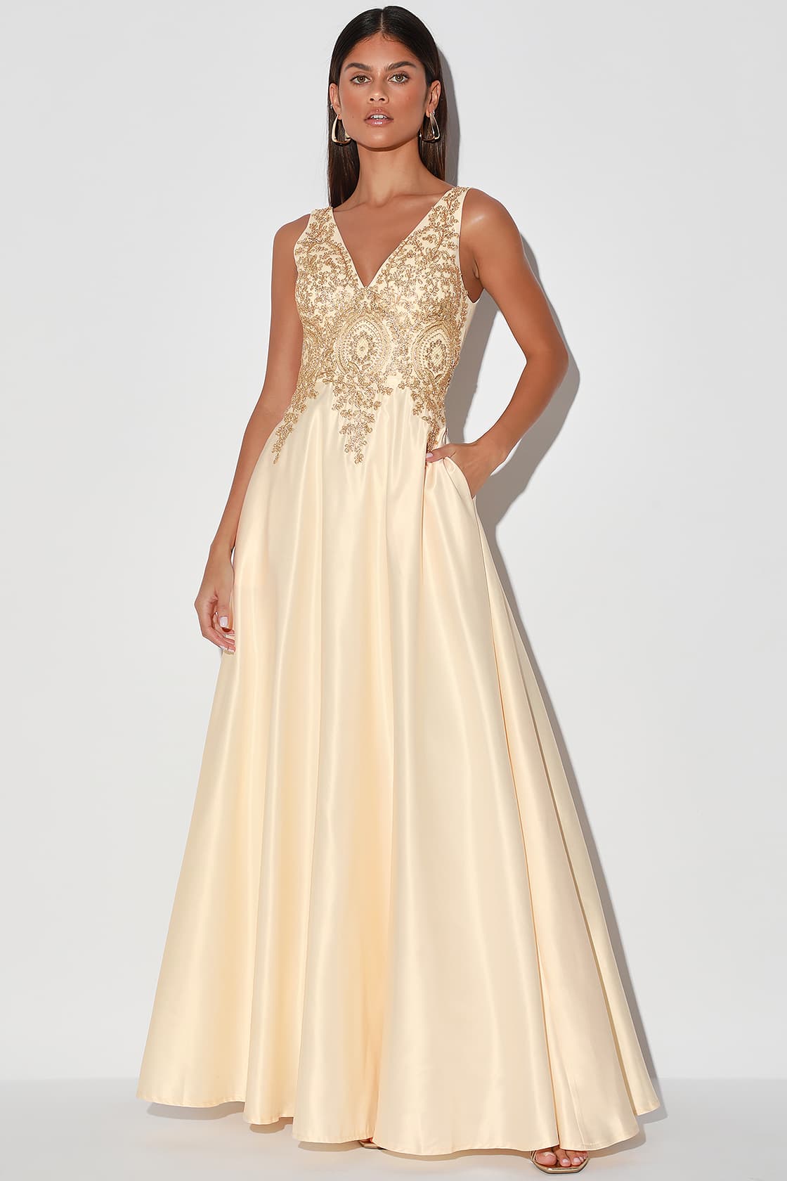 Pretty Champagne Dress - Crochet Lace Maxi Dress - Maxi Dress - Lulus