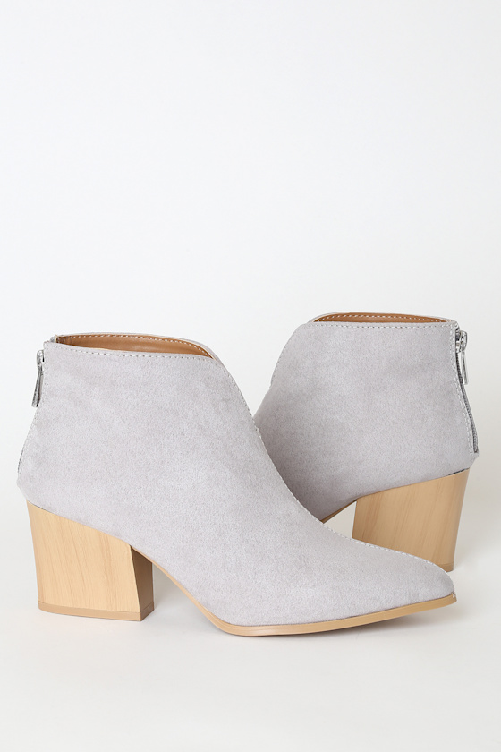 Cute Grey Boots - Ankle Boots - Pointed-Toe Boots - Booties - Lulus