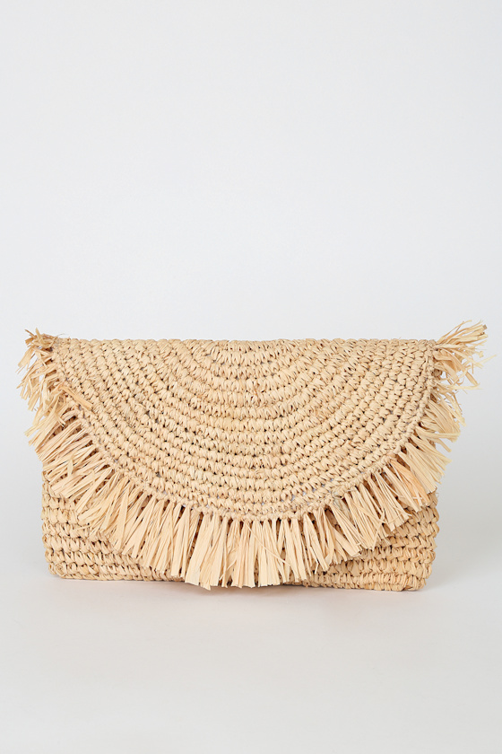 Bay Sky Clutch - Tan Woven Clutch - Trendy Raffia Clutch - Lulus