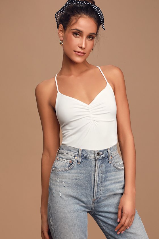 Sexy White Tank Top - Backless Tank Top - Ruched Tank Top - Lulus