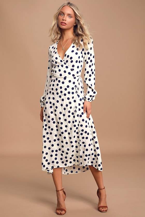 Vero Moda Kayla - Polka Dot Midi Dress - Polka Dot Wrap Dress