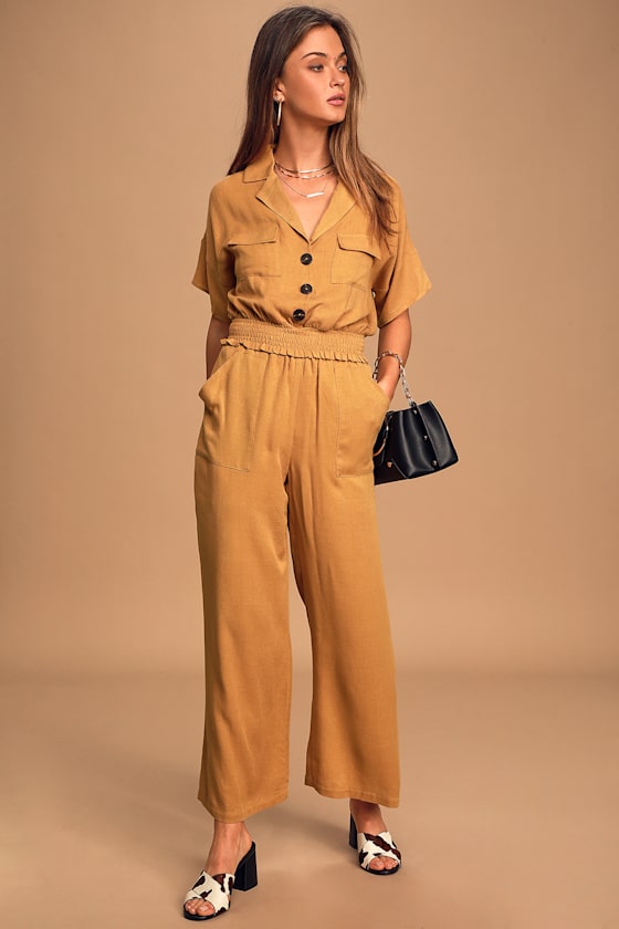 Cute Light Brown Top - Button-Front Top - Short Sleeve Top - Lulus