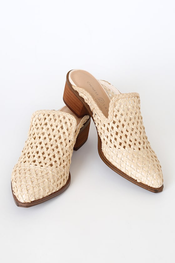 Chinese Laundry Mayflower - Woven Mules - Ecru Woven Mules - Lulus
