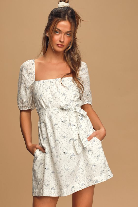 white-floral-print-dress-cotton-shift-dress-puff-sleeve-dress-lulus