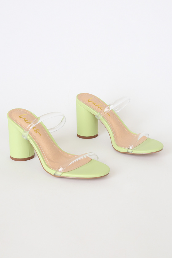 Pistachio Green Sandals - Clear Vinyl Heels - Strappy Sandals - Lulus