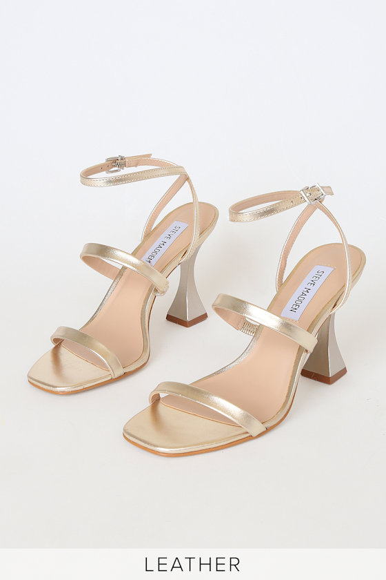 Steve Madden Scorpius - Gold Metallic Heels - Ankle Strap Heels - Lulus