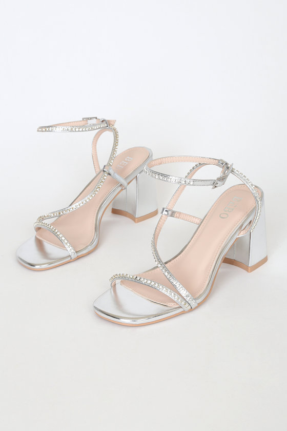 Raid Ambrose - Silver Metallic Heels - Rhinestone Heels - Lulus