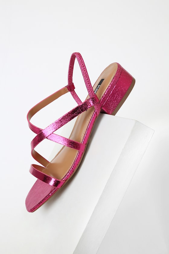 Kensie Conley - Fuchsia Slingback Heels - Vegan Leather Sandals - Lulus