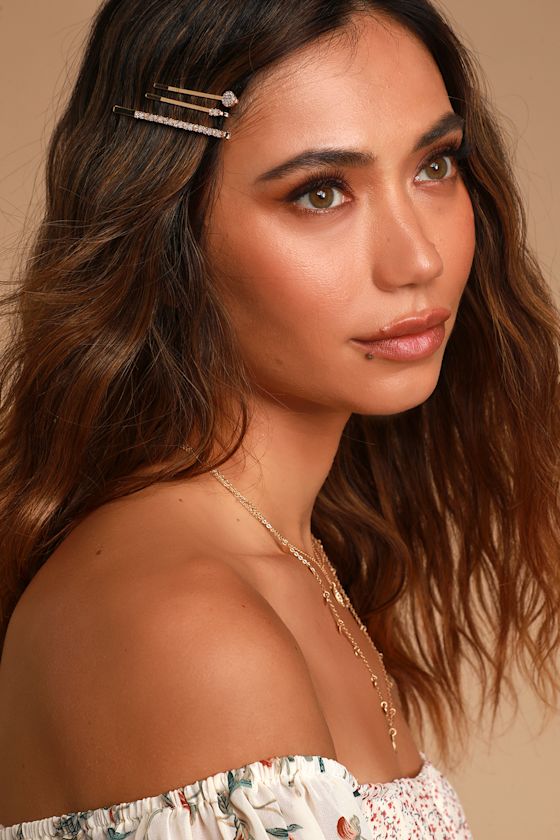 Chic Gold Cubic Zirconia Bobby Pins - Bobby Pin Set - Hair Pins - Lulus