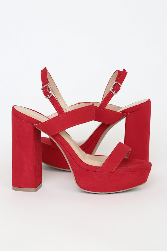 Red Heels - Suede Platform Heels - Red Platform Heels - Sandals - Lulus