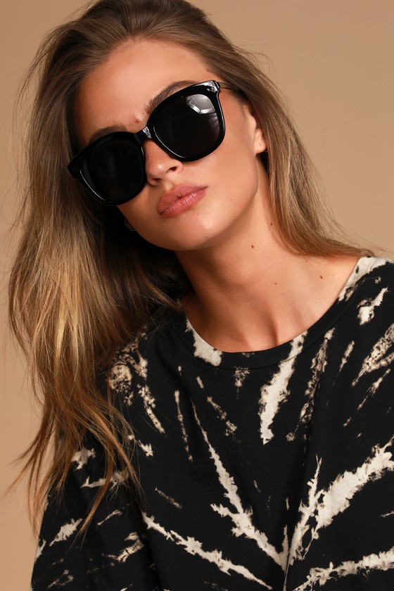 Black Sunglasses Black And Silver Sunnies Square Sunglasses Lulus