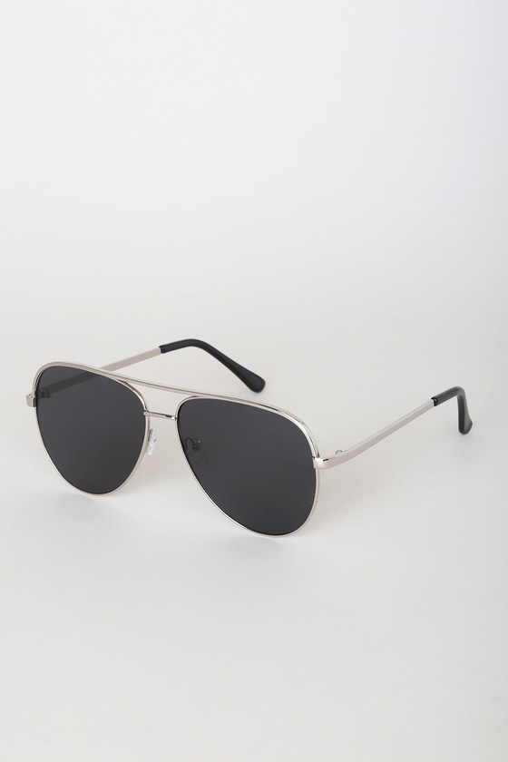 Chic Silver And Black Sunglasses Aviators Sunnies Lulus