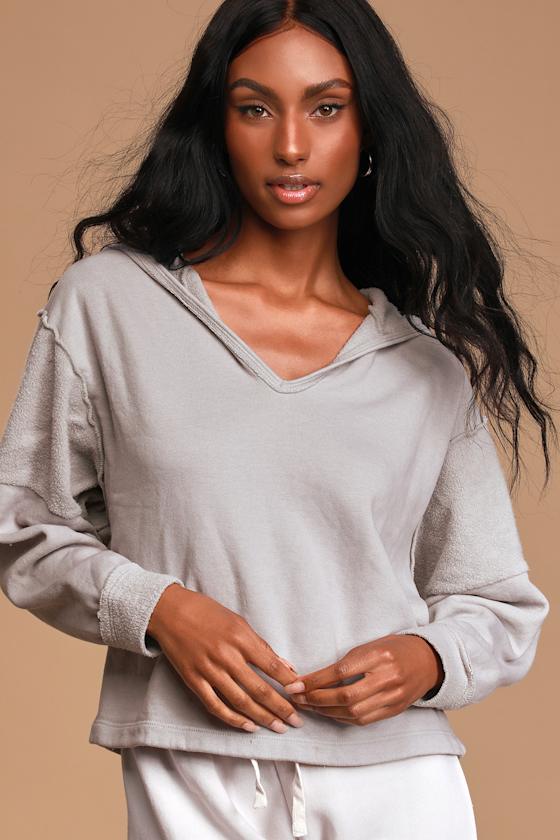 Cute Grey Hoodie - Fleece Hoodie - Oversized Sweatshirt - Lulus