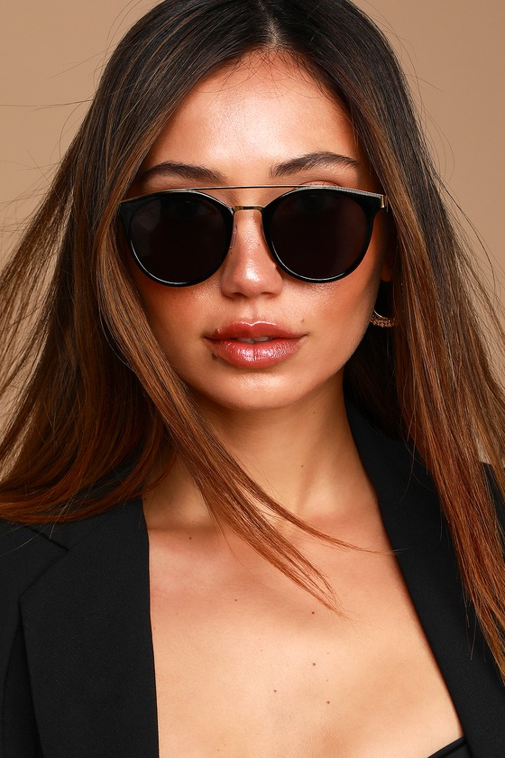 Cute Black And Gold Sunglasses Tinted Sunnies Sunglasses Lulus