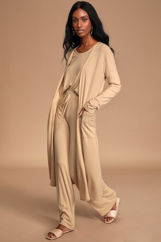Cozy Beige Cardigan - Long Cardigan - Long Sleeve Cardigan - Lulus