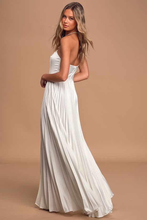 Chic Ivory Maxi Dress - Satin Maxi Dress - Strapless Maxi Dress - Lulus