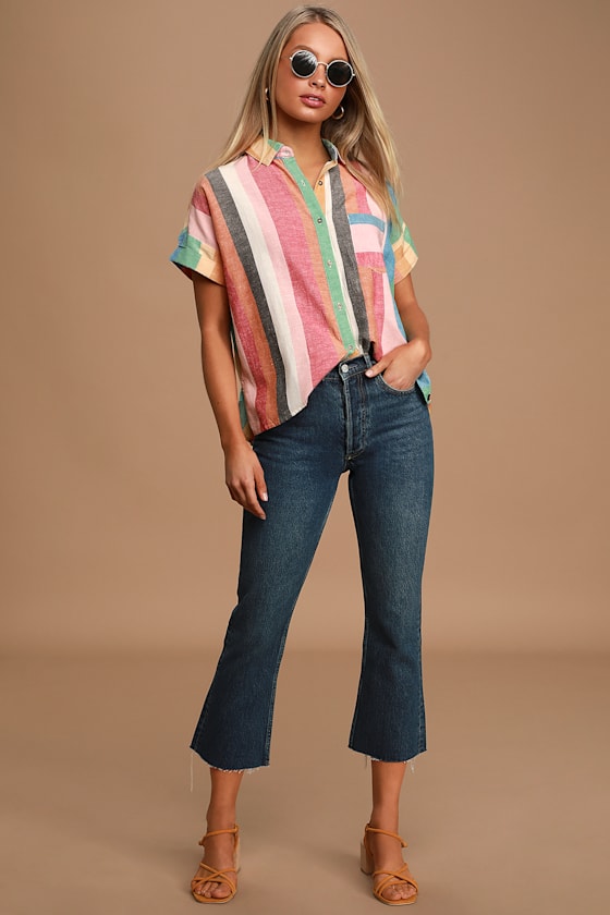 Billabong x Sincerely Jules Santorini Dreams - Multi Striped Top - Lulus