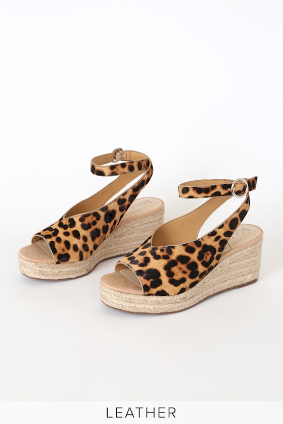 Sole Society Calyndra - Leopard Calf Hair Wedges - Leather Wedges - Lulus