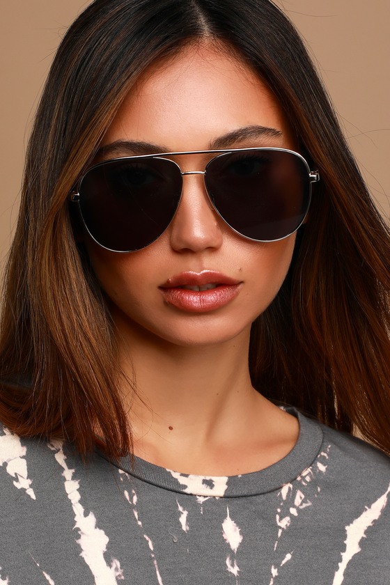 Chic Silver And Black Sunglasses Aviators Sunnies Lulus