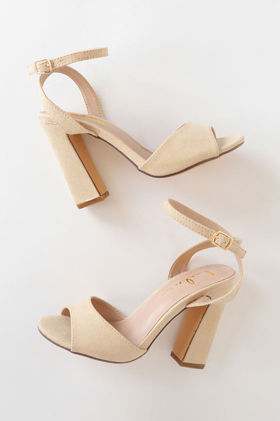 Cute Natural Heels - Block Heels - High Heel Sandals - Lulus