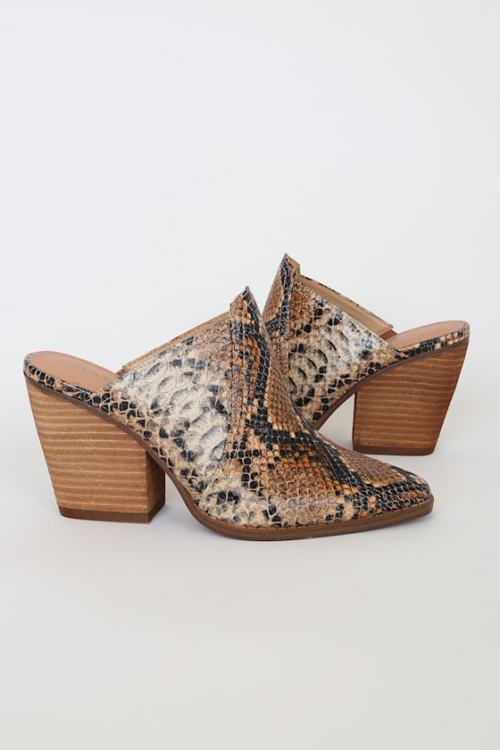Chinese Laundry Beaute - Bronze Snake Mules - Pointed-Toe Heels