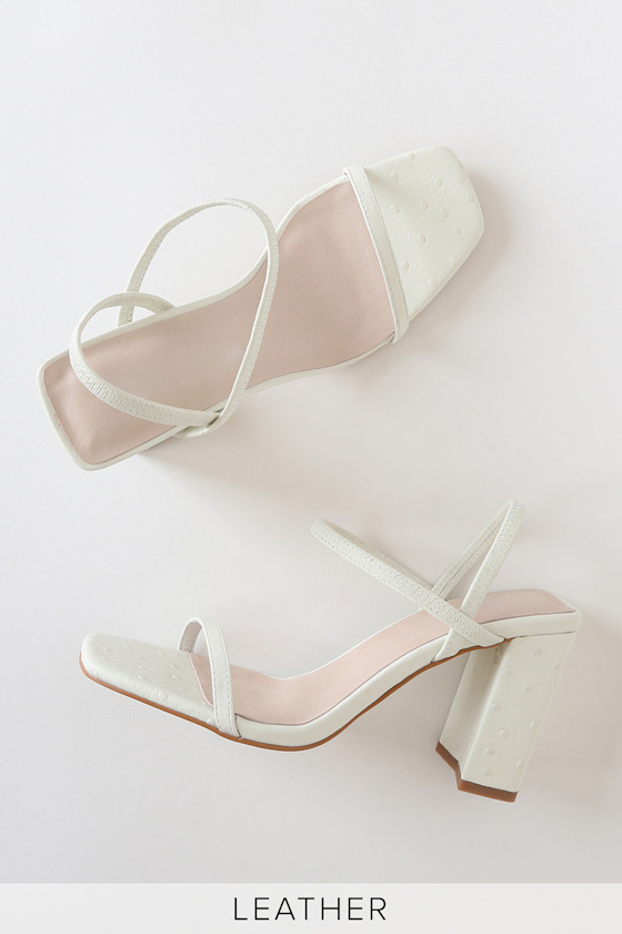 Sol Sana Lily White Ostrich - Leather Sandals - High Heel Sandals - Lulus
