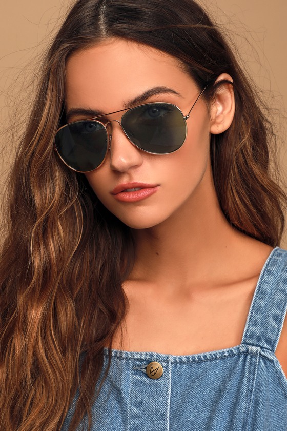 Cute Gold And Green Sunglasses Aviator Sunglasses Sunnies Lulus