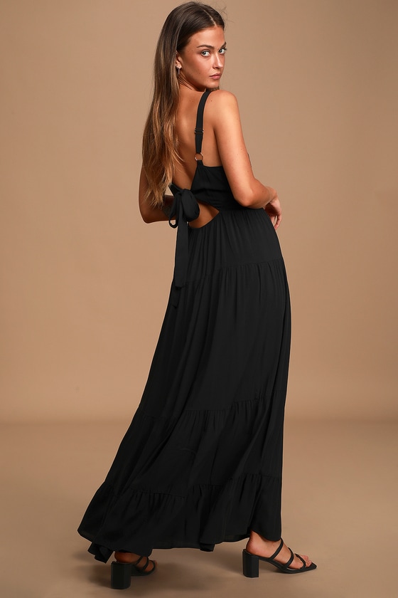 Black Maxi Dress Tie Back Maxi Black Backless Maxi Lulus