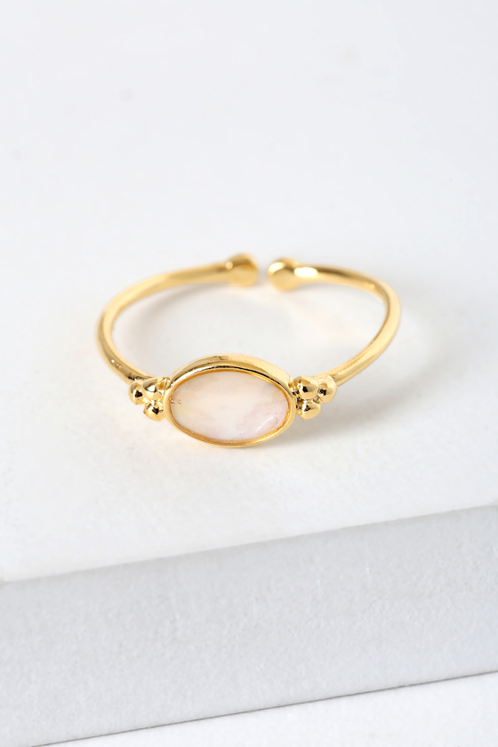 Cute Gold Ring - Moonstone Ring - Adjustable Ring