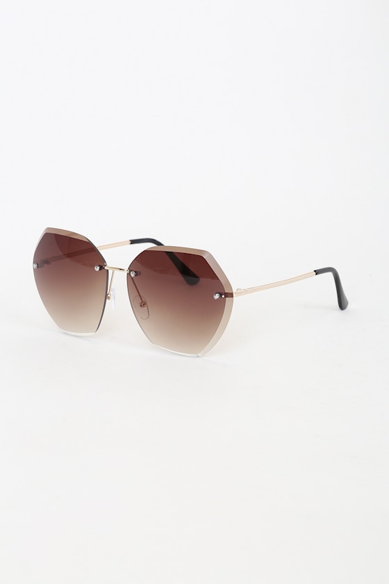 Chic Gold Sunglasses - Rimless Sunglasses - Oversized Sunnies - Lulus
