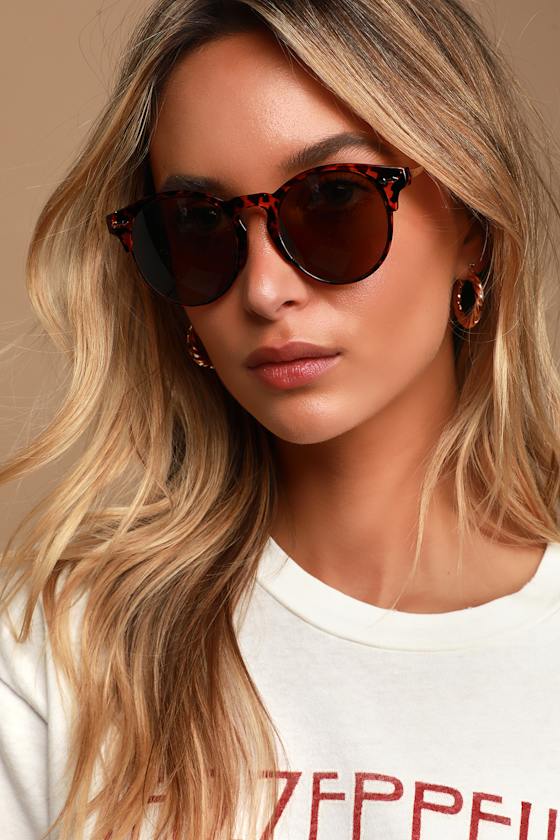Cute Tortoise Sunglasses - Round Sunglasses - Brown Sunglasses - Lulus