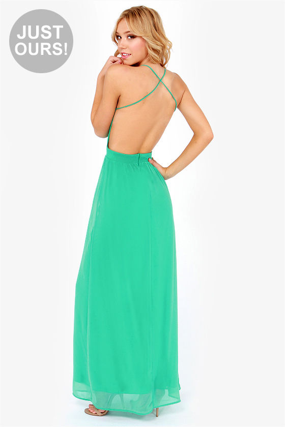 Sexy Backless Dress Sea Green Dress Maxi Dress 49 00 Lulus