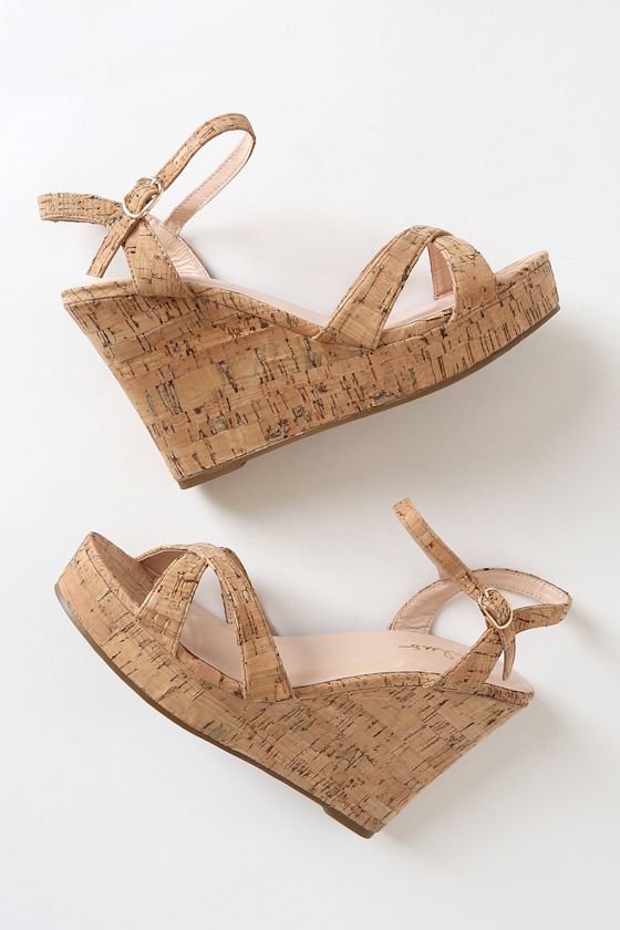 Cute Cork Sandals - Wedge Sandals - Cork Sandals - Lulus
