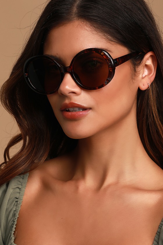 Cute Tortoise Sunglasses Round Sunnies Oversized Sunglasses Lulus
