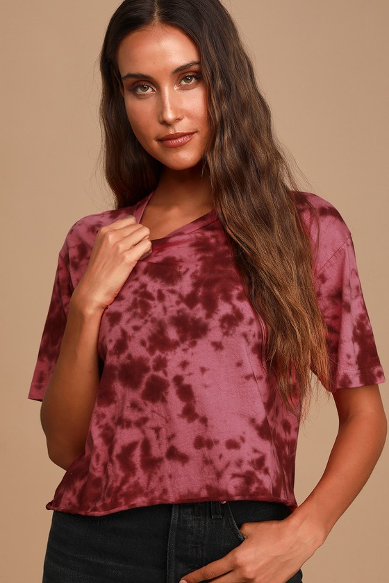 Cool Tie Dye Tee Burgundy Tie Dye T Shirt Dyed Cropped Tee Lulus