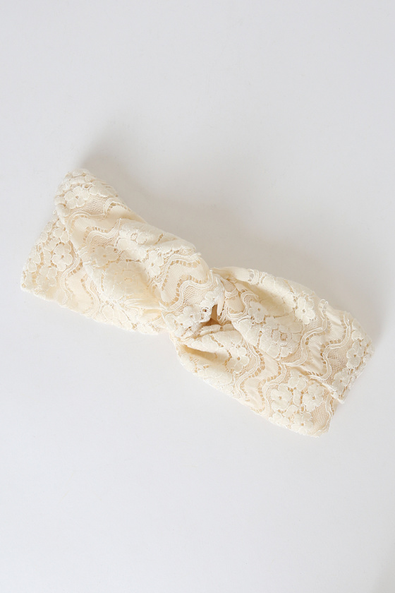 Cute Cream Headband - Twisted Lace Headband - Velvet Headband - Lulus