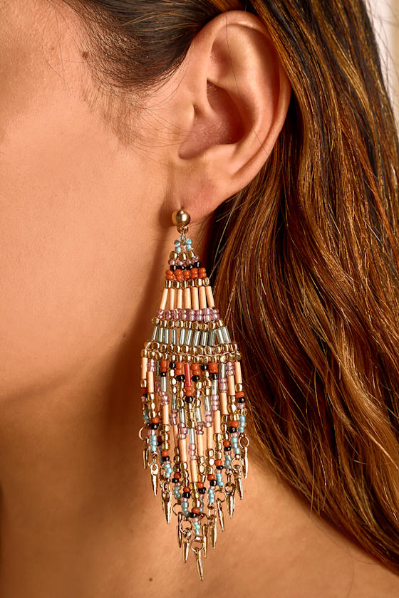 Cute Multi Colored Earrings - Beaded Earrings - Fringe Earrings - Lulus