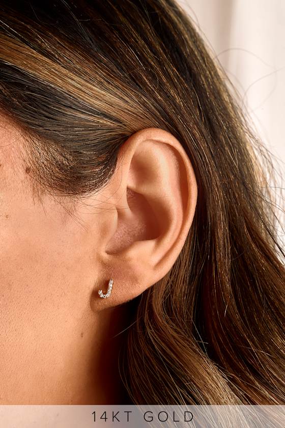 "J" Initial Earring Set - 14KT Gold Rhinestone Initial Earrings - Lulus