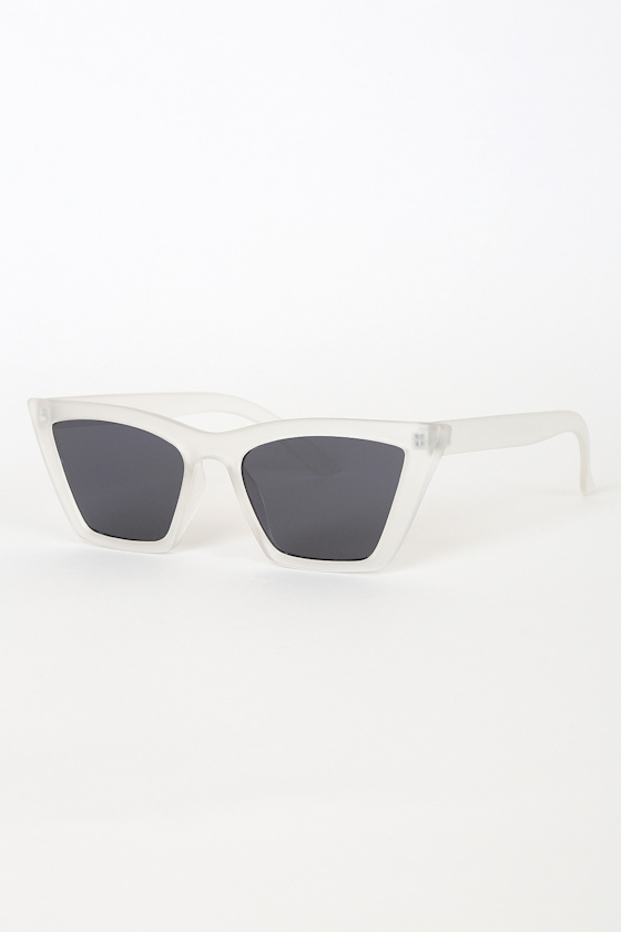 Chic White Transparent Square Sunglasses - Square Cat-Eye Sunnies - Lulus