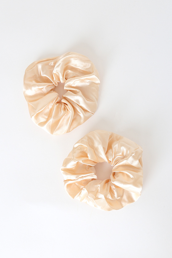 Beige Satin Scrunchie Set - Scrunchies - Scrunchy Set - Accessory