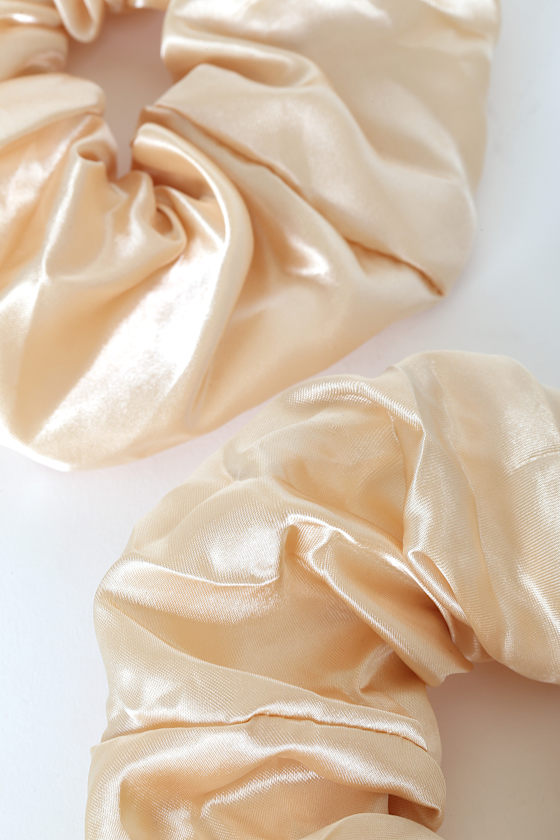 Beige Satin Scrunchie Set - Scrunchies - Scrunchy Set - Accessory