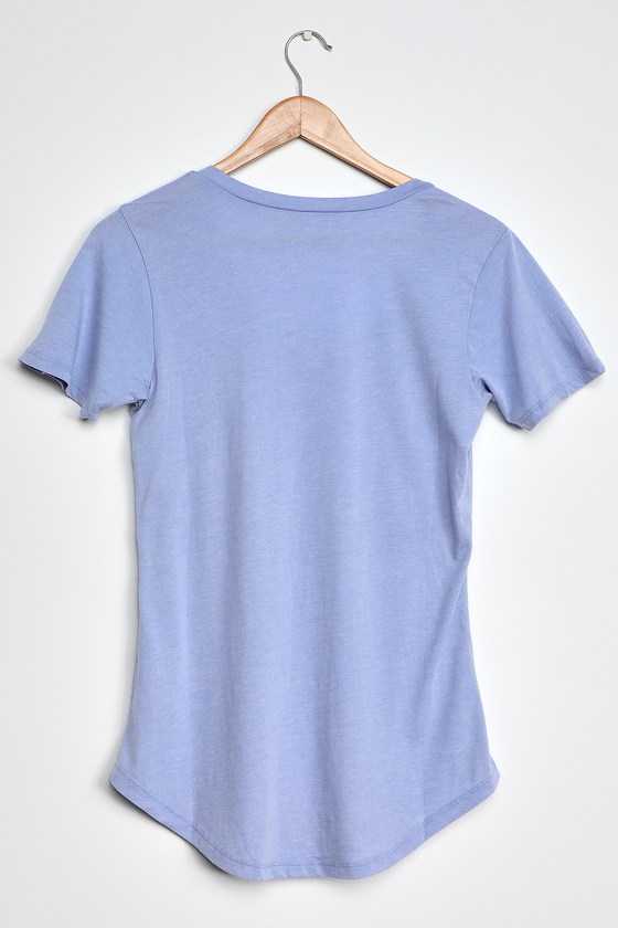 Z Supply Pleasant Surprise Washed Blue Tee V Neck Tee