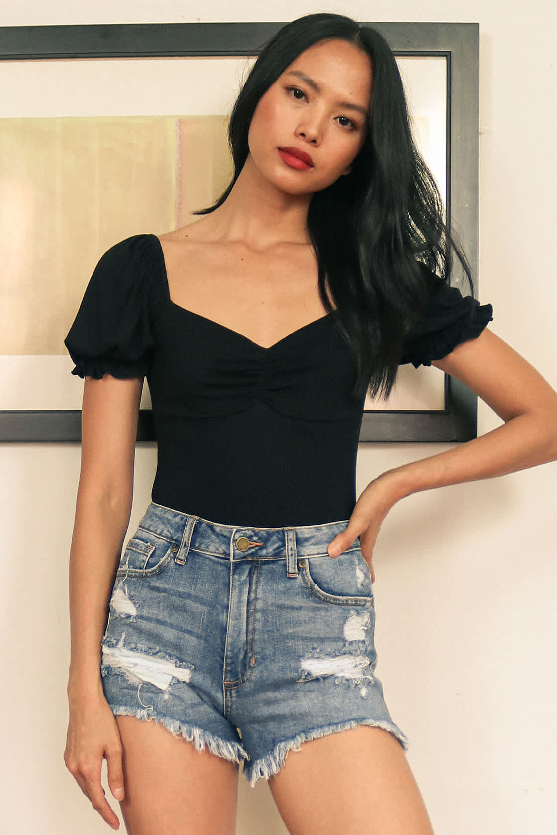 Cute Medium Wash Shorts - High Rise Distressed Shorts - Cutoffs - Lulus